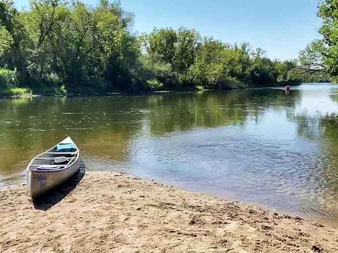 That canoe isn't going anywhere fast, and honestly, that's the entire point of being here.