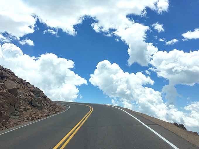 The road ahead literally touches the clouds, making your daily commute look positively mundane by comparison.