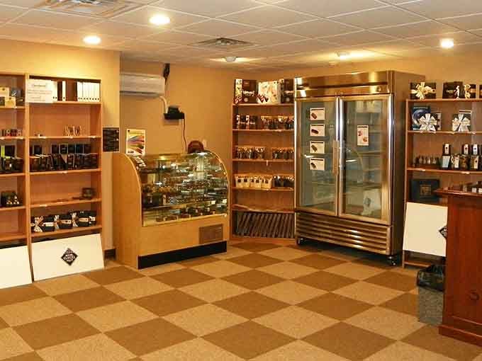 The retail shop gleams with possibilities, where every display case whispers sweet temptations you absolutely cannot resist.