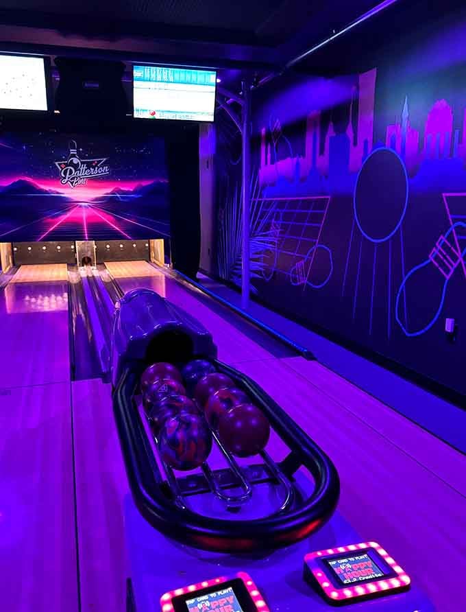 Purple paradise meets vintage charm where Baltimore's bowling legacy glows under neon lights that refuse to fade.