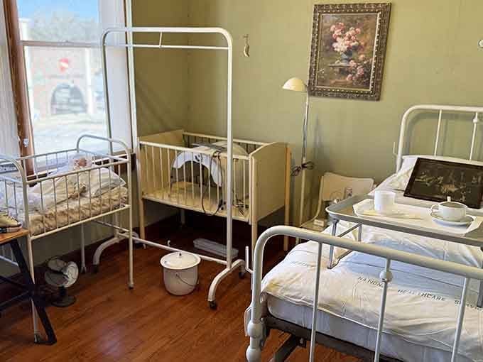 Vintage hospital beds and cribs that'll make you grateful for modern pediatric care and those cheerful cartoon murals.