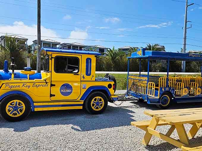 That cheerful yellow and blue train isn't heading to a theme park, it's your ticket to Florida history.