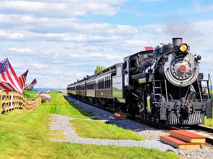Watch this beauty chug through Lancaster County's farmland, proving that the best journeys never really go out of style.