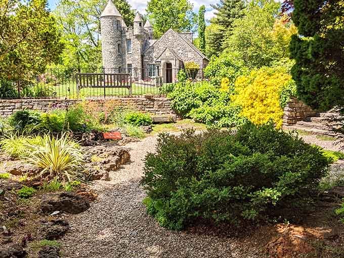 That castle isn't a mirage brought on by too much bourbon, it's the real deal at Yew Dell.