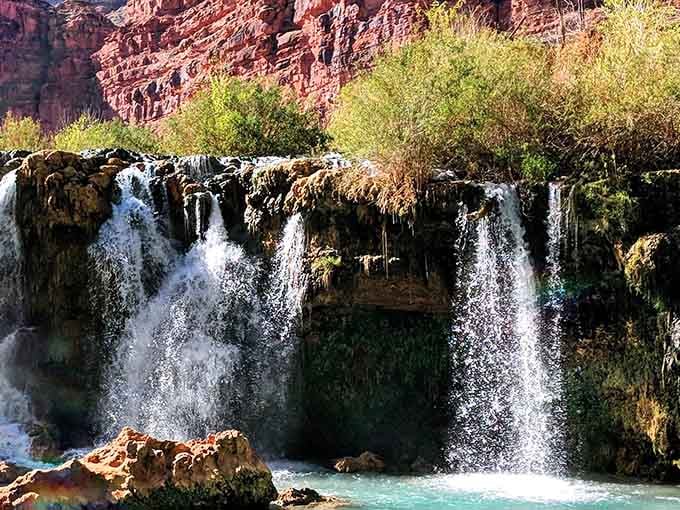 Those turquoise pools against red rock walls look like Mother Nature's screensaver come to life.