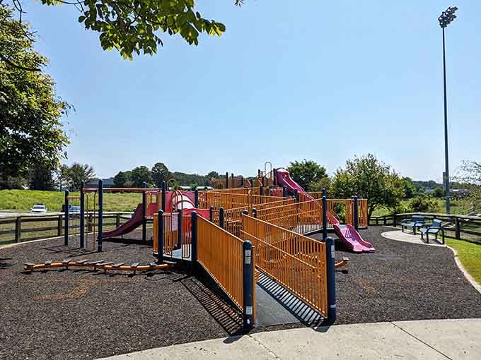 This playground doesn't mess around with accessibility, proving that fun should never have a velvet rope.