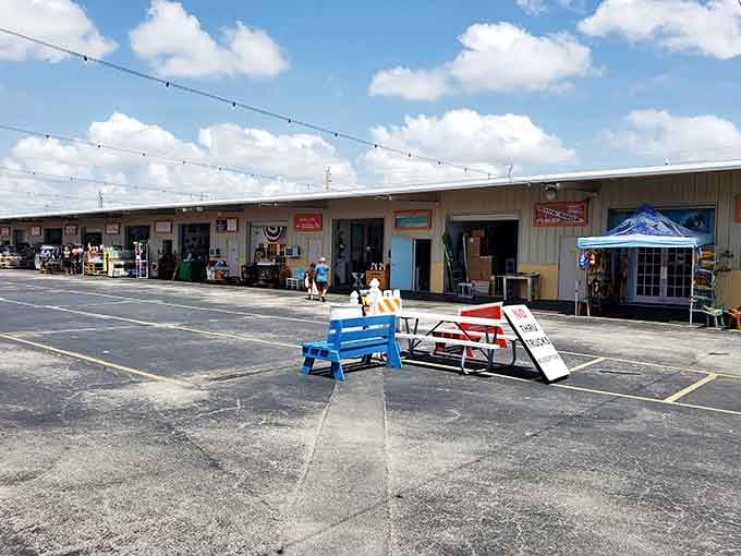 Your treasure hunt headquarters awaits along Highway 1, where shade sails protect bargains like precious cargo.