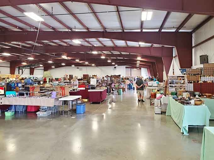 The spacious indoor venue keeps you comfortable while you browse through endless rows of vintage treasures from passionate dealers and collectors.