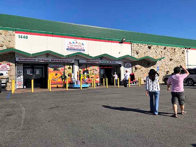The unassuming exterior hides Orange County's best-kept shopping secret, where treasure hunting meets climate control in perfect harmony.