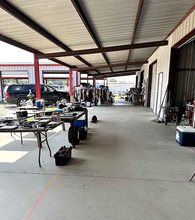 Under that corrugated metal roof lies a treasure hunter's paradise where patience meets possibility every single weekend.