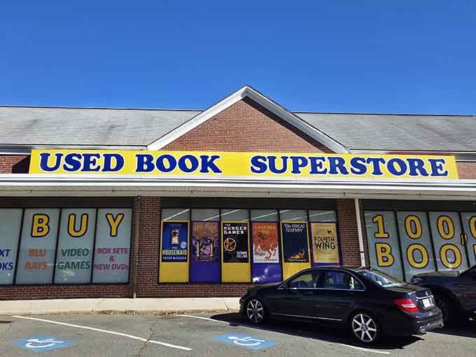 That bold yellow and blue signage isn't whispering, it's announcing a literary paradise right from the parking lot.