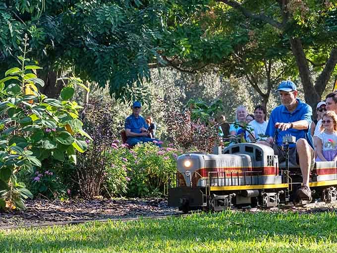 Watch families glide through lush gardens aboard miniature locomotives that prove size doesn't matter when joy's involved.