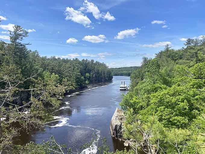 Ancient basalt cliffs meet pristine waters in a scene that belongs on a postcard, not hiding in your backyard.