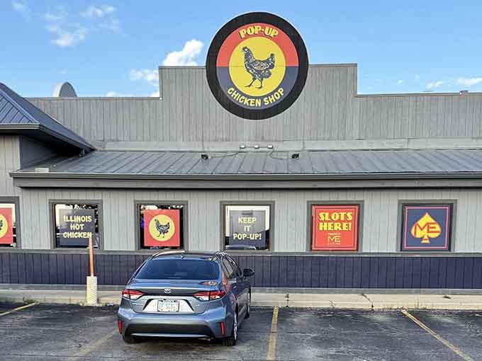 That cheerful chicken logo isn't just decoration, it's a promise of crispy, spicy perfection waiting inside for you.