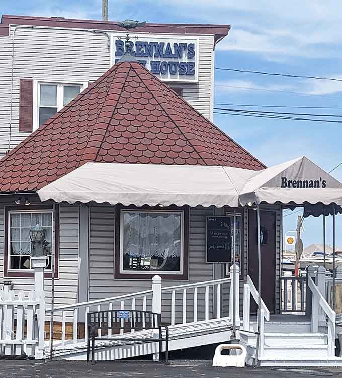 That red door is your portal to some of the finest clam chowder this side of New England, no passport required.