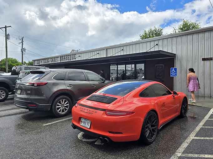 When Porsches and pickup trucks share a parking lot, you know the brisket inside transcends all boundaries.