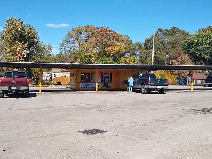 That cheerful yellow canopy isn't just providing shade &ndash; it's protecting a treasure trove of deliciousness underneath.