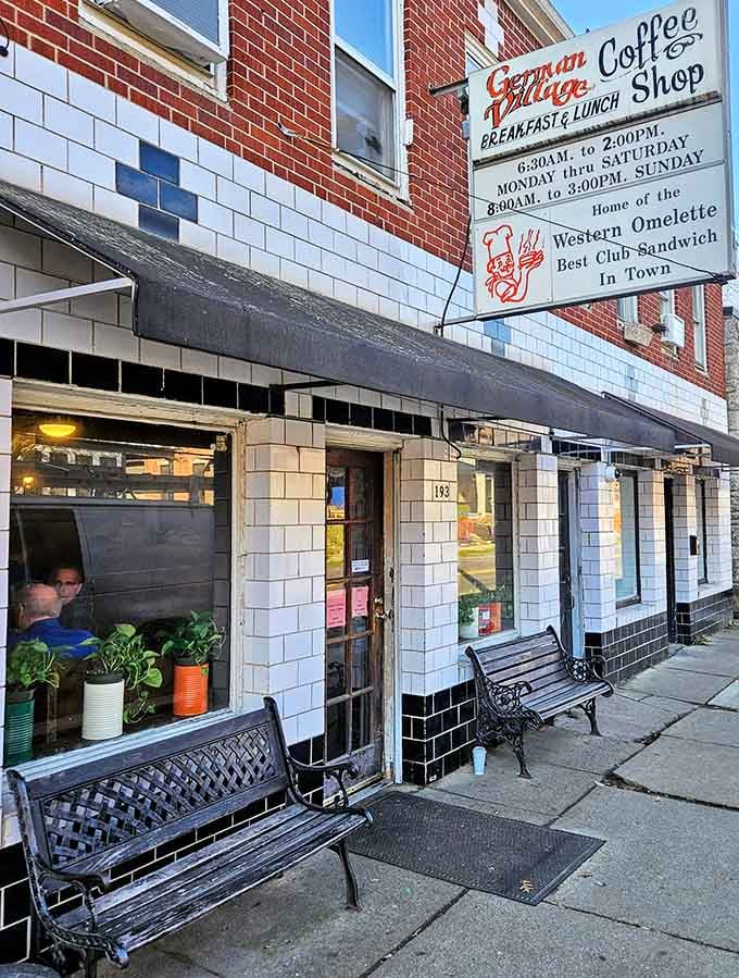 Those benches aren't just decorative; they're strategic seating for folks who need a breather after brunch.