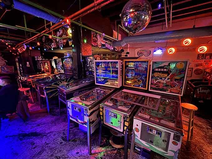 Get ready for an awesome throwback night surrounded by vintage cabinets, cool neon lights, and a classic glittering disco ball.