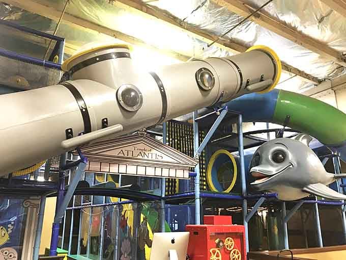 That submarine structure isn't messing around, it's basically Jules Verne meets jungle gym engineering at its finest.