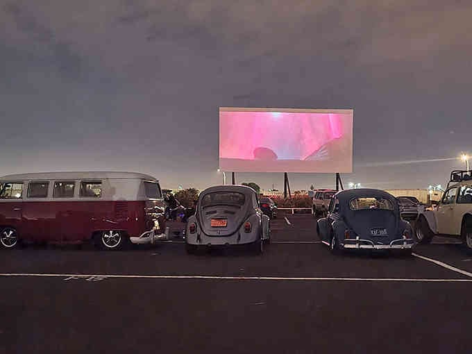 Classic Volkswagen Beetles lined up like they're auditioning for a Herbie reboot under desert skies.