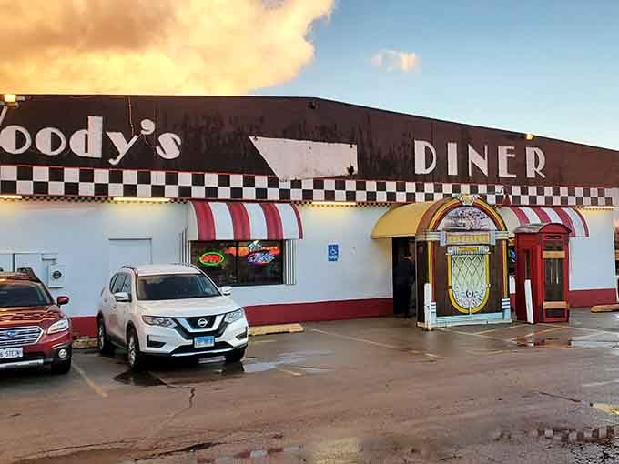 That checkered racing stripe and jukebox entrance aren't just decoration&mdash;they're a promise of deliciousness to come.