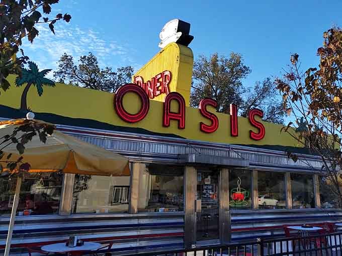 The Oasis Diner stands proud like a time capsule, proving that some things really do get better with age.