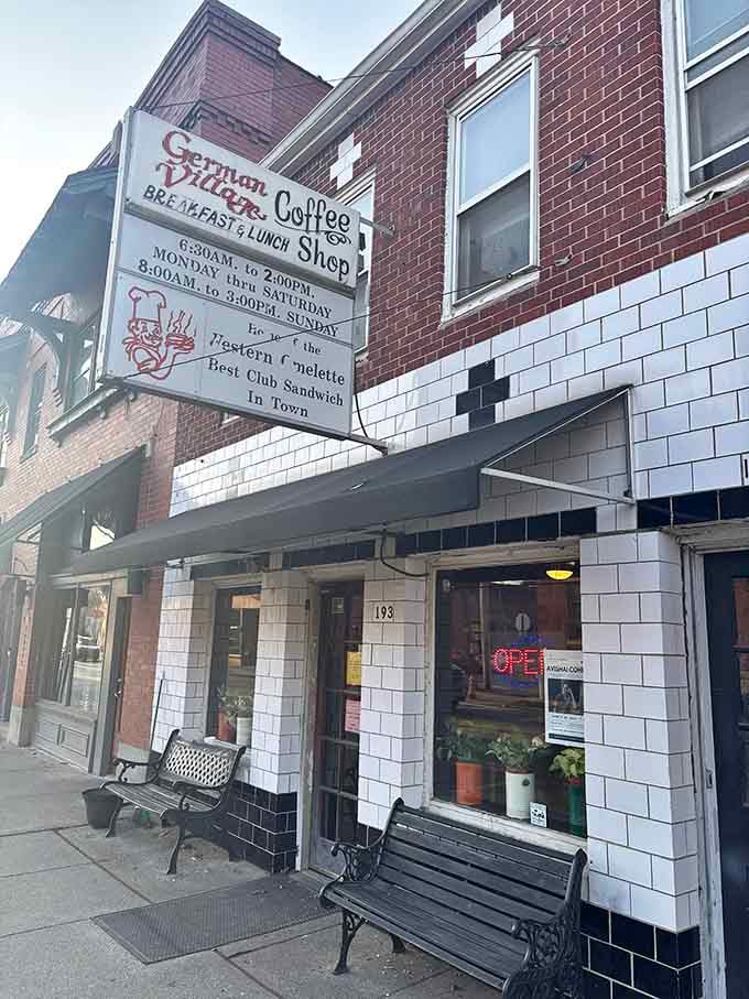 This storefront has more character than most modern restaurants will ever achieve, and it knows it.