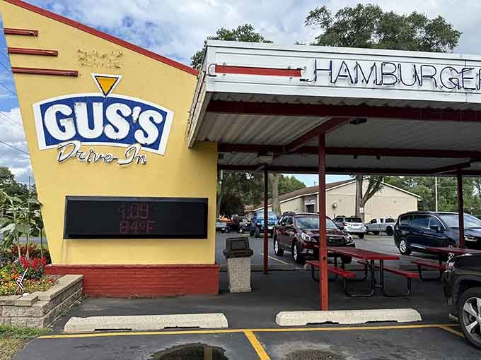 That cheerful yellow exterior isn't just paint, it's a promise that good times and great burgers await inside.