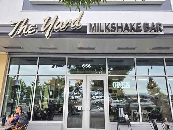 The Yard Milkshake Bar's clean, bold storefront in Vancouver is your first clue that something extraordinary waits inside.