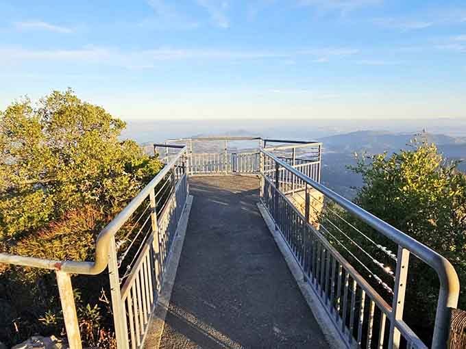 An accessible viewing platform provides everyone the chance to experience Mount Tam's breathtaking vistas without navigating difficult terrain or steep climbs.