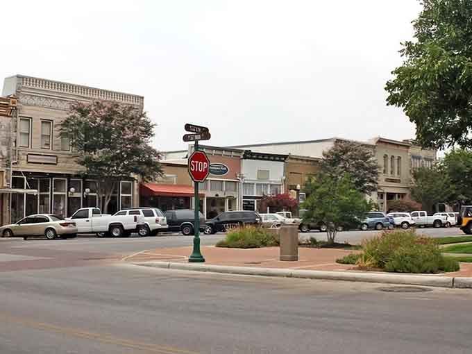 Tree-lined streets and historic facades create the kind of downtown where parking spots are actually worth the hunt.