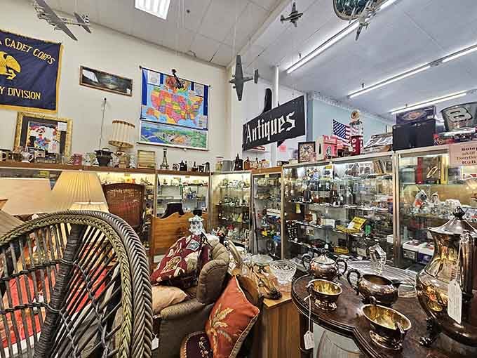 High ceilings mean more vertical real estate for displaying treasures, because apparently horizontal space wasn't quite enough here.