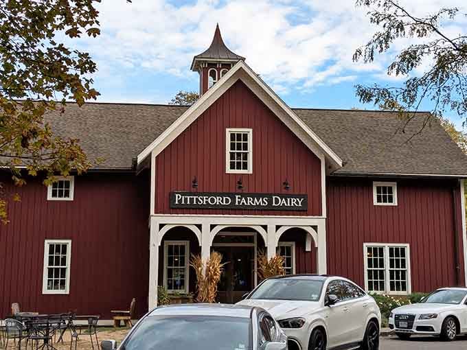 That red barn isn't just pretty to look at, it's your gateway to some seriously good eating.