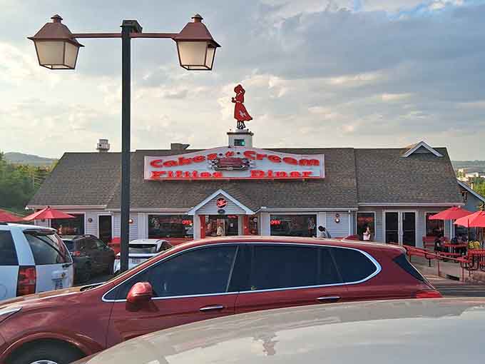 That rooftop figure isn't just decoration, it's a promise of the sweet nostalgia waiting inside.