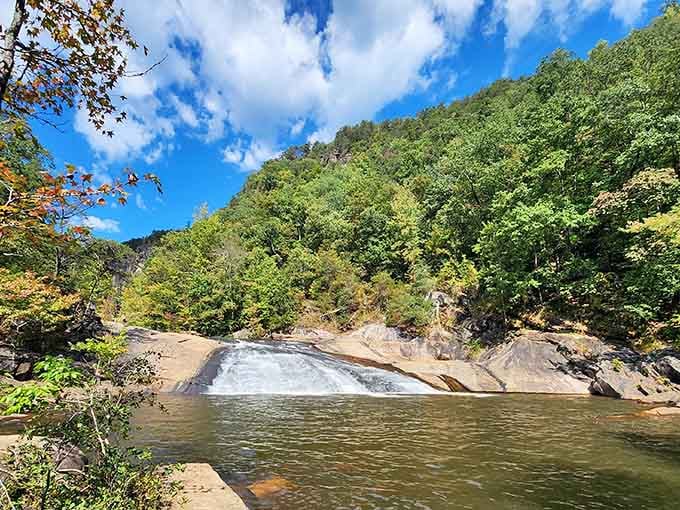 Smooth granite polished by millennia of flowing water creates the ultimate natural slip and slide experience you've been dreaming about.
