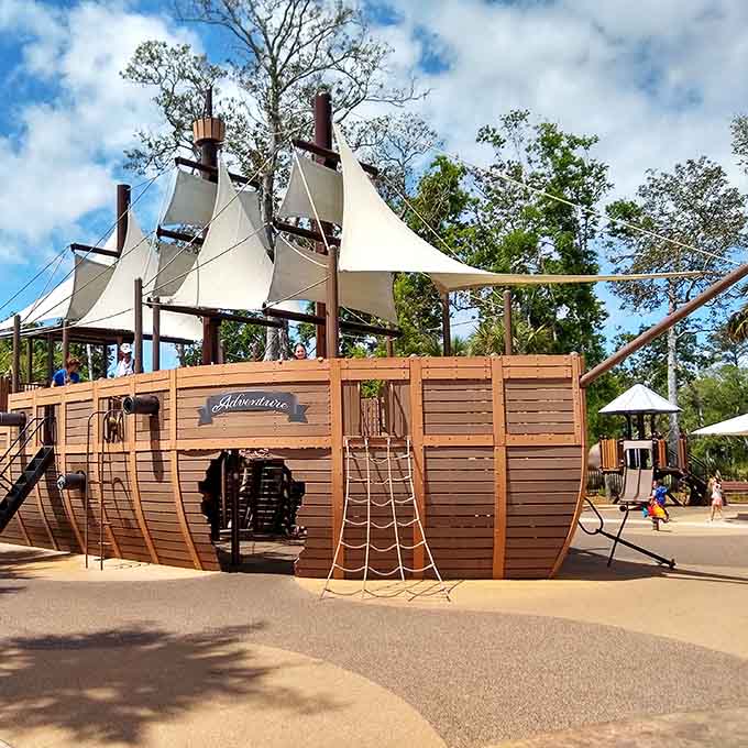 The Adventure awaits with billowing sails and wooden planks that transform ordinary kids into seafaring explorers instantly.