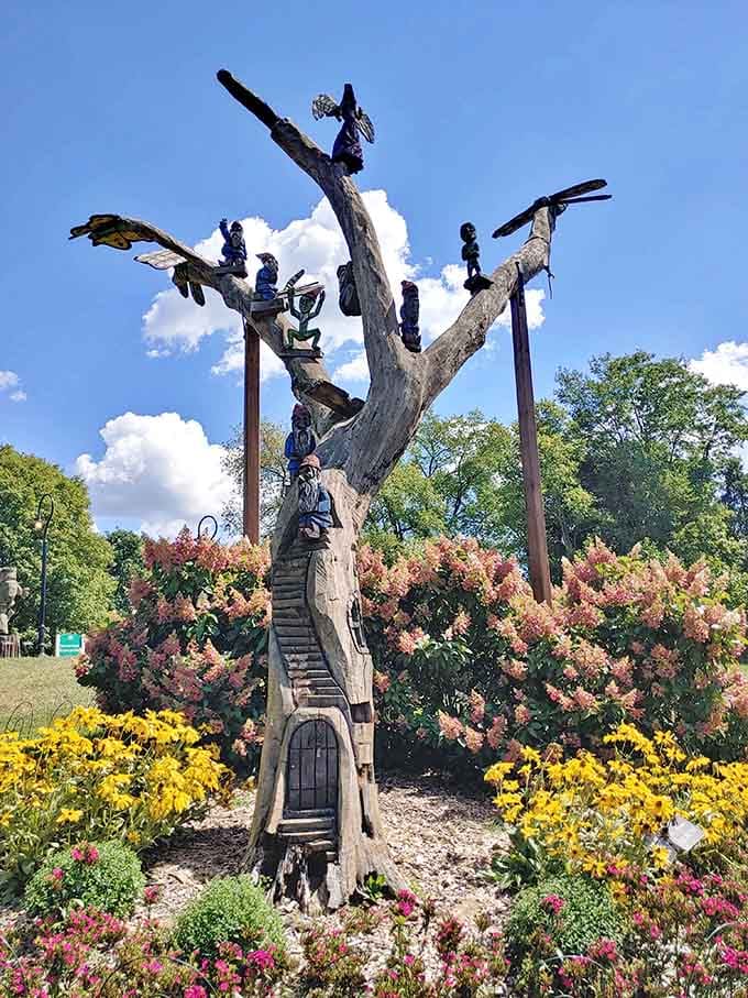 This fantastical tree sculpture proves that gardens can have a sense of humor while still taking your breath away.
