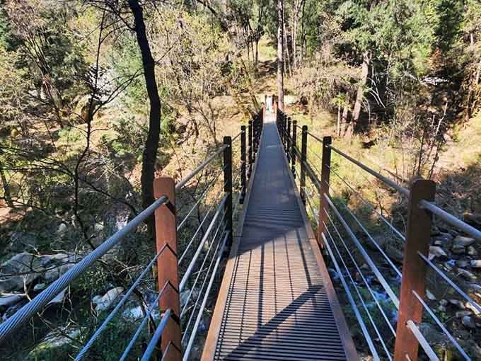 That moment when you realize you're walking on air, suspended between earth and sky by engineering and faith.