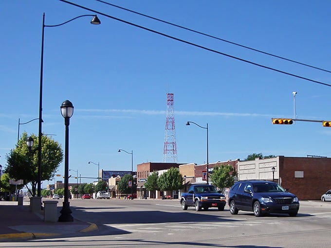 Wide streets, blue skies, and nobody honking behind you because you paused for two seconds.