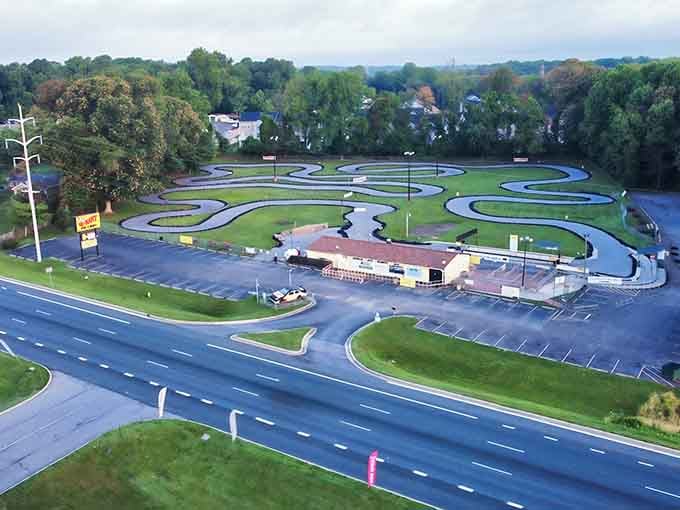 From above, the track twists like a beautiful asphalt pretzel, inviting drivers to test their skills and their stomachs.