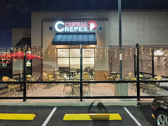 Those twinkling lights aren't just decoration; they're basically a beacon calling you to crepe paradise in Avondale.