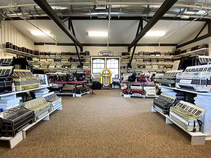 Walking into this accordion wonderland feels like stepping into a musical time capsule with over 500 squeeze boxes.