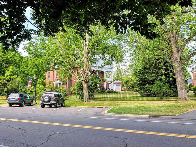 Tree-lined streets and beautifully preserved colonial homes create the perfect backdrop for a leisurely stroll through Wethersfield's picturesque historic district today.