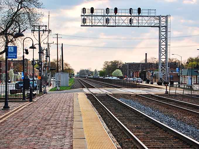 The Berwyn Metra station stands ready to whisk you downtown, where Chicago's skyline awaits your arrival.