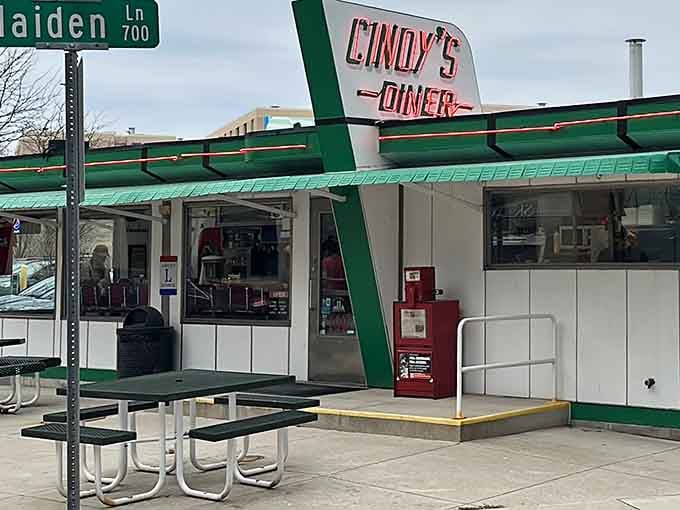 That neon sign isn't just calling you, it's practically singing a siren song of comfort food and nostalgia.
