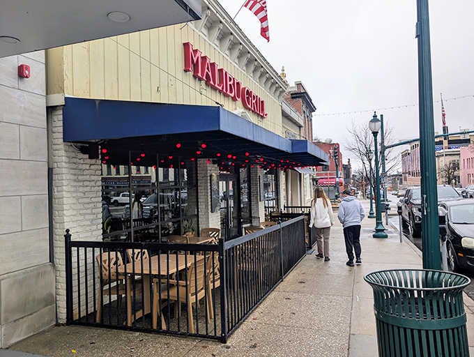That blue awning on Kirkwood Avenue is your beacon to seafood excellence in the heart of Indiana.
