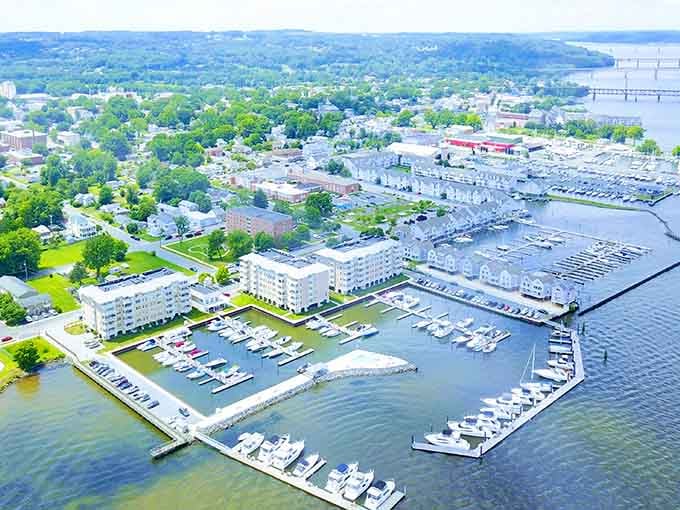 Marina life from above reveals why boaters consider this waterfront paradise their second home year-round.