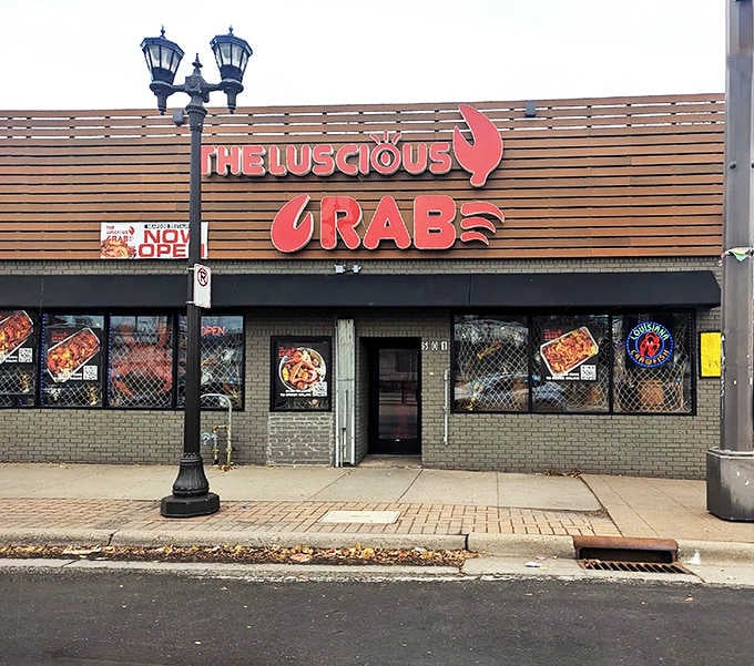 That bold red crab logo isn't just decoration, it's a promise of the buttery chaos awaiting inside.