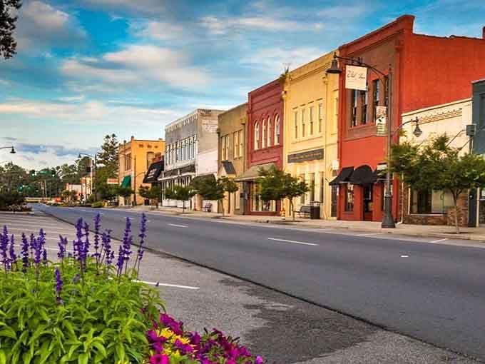 Downtown Guntersville bursts with color like a box of crayons decided to open shops, each storefront more charming than the last.
